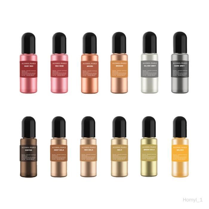 12 bouteilles de colorant métallique pour résine époxy - COLAXI - 15ml ...