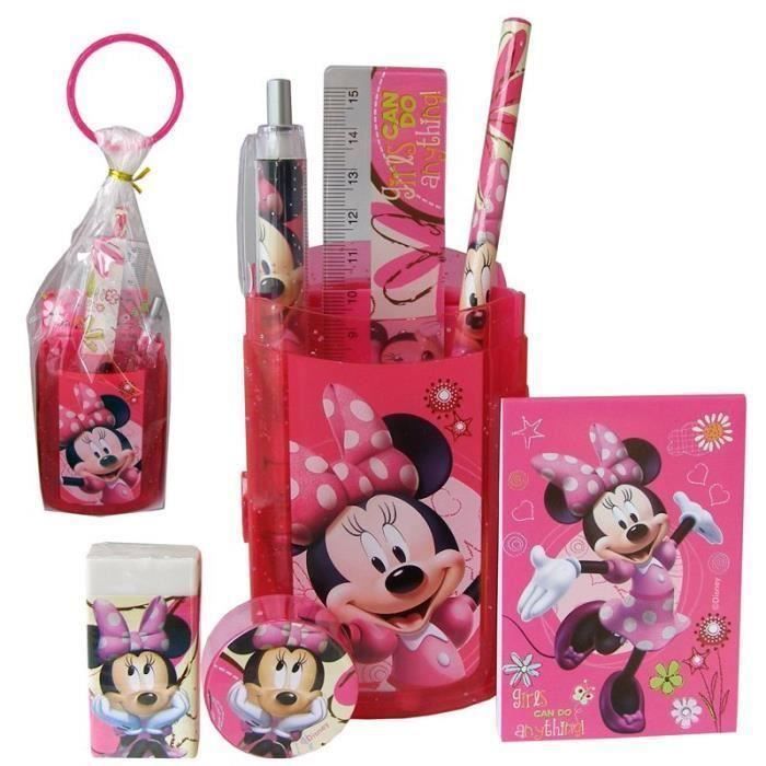 Pot à crayons filles Minnie Mouse Disney Set scolaire rose papeterie ...