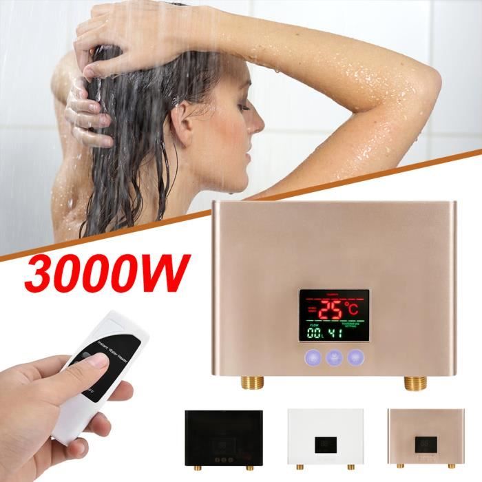 Chauffe-eau instantané - MOMOTOU - 3KW - Rouge - Affichage LED - Télécommande 3 niveaux ...