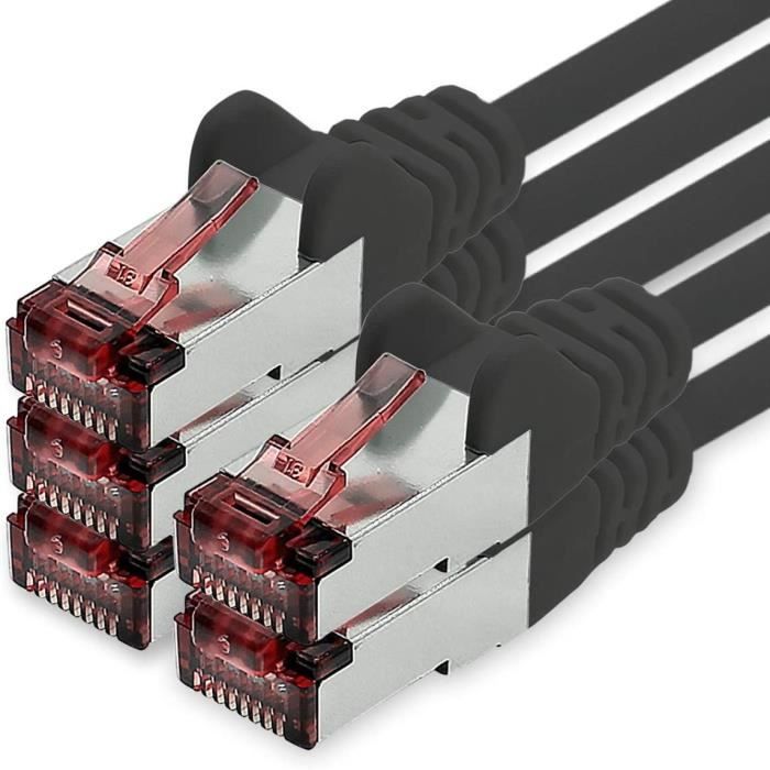 Câble Réseau Cat.6 1M Noir 5 X Câble Ethernet Câble Réseau Lankabel Cat6 Lan Sftp Pimf Patchcord ...