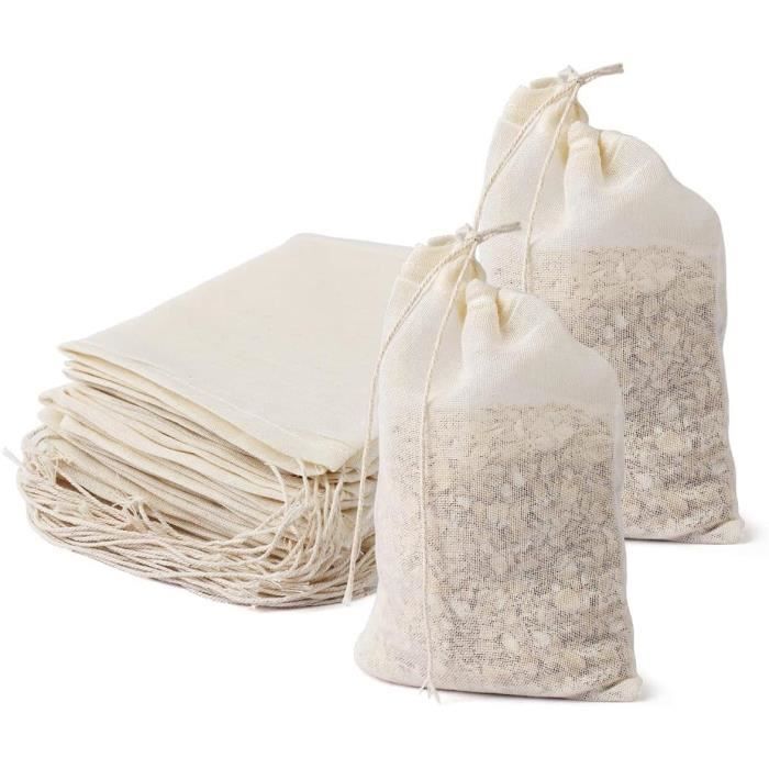 TAFAFTL Lot de 50 sachets en mousseline de coton avec cordon de serrage ...