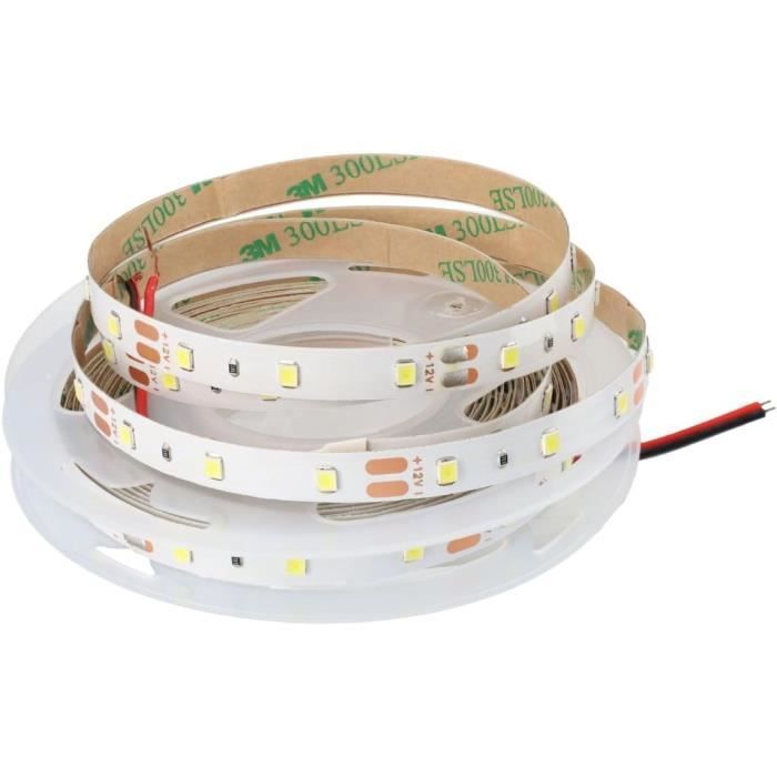 Ruban Led 5 Mètres 12V Non Étanche, Lumière Blanche Froide 6000K, 300 ...