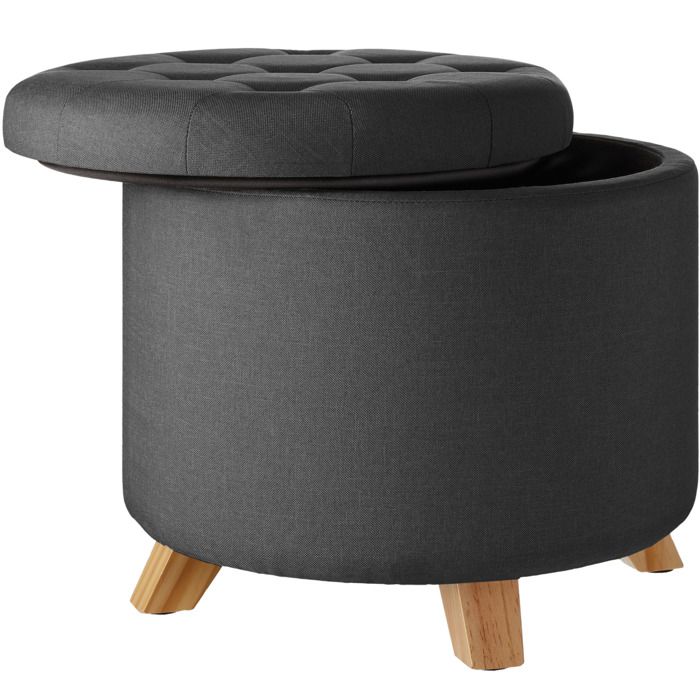 TABOURET - TECTAKE - Tabouret SUNA avec coffre de rangement aspect lin ...