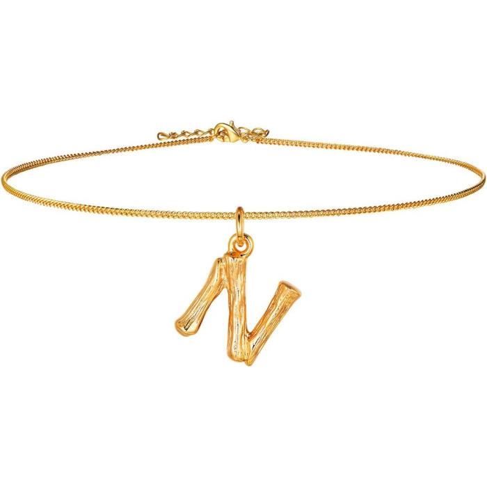 Collier Femme Lettre Doré Pendentif A B C Avec Chaîne Maille Gourmette ...