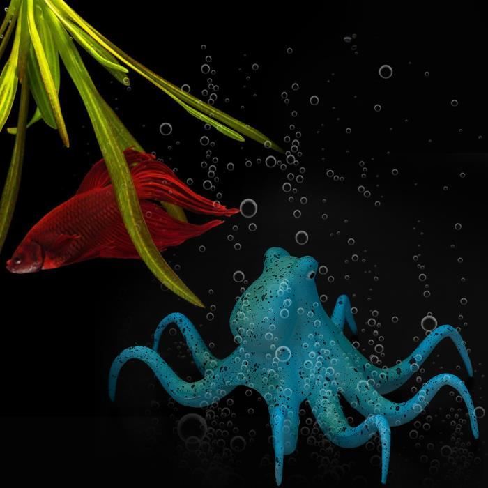 Silicone artificielle Fluorescent Simulation Octopus Aquarium Fish Tank ...