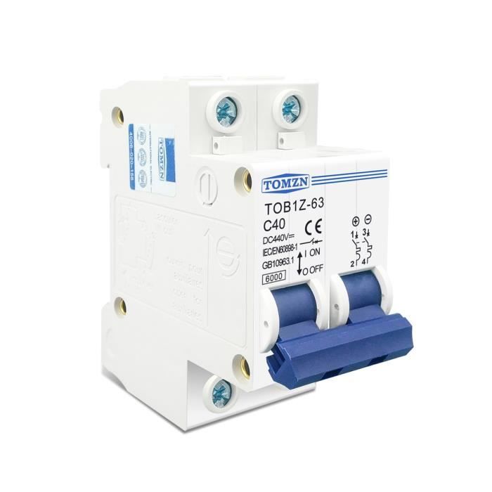 3A -Mini disjoncteur 2P DC MCB 6KA 440V,3A 6A 10A 16A 20A 25A 32A 40A 50A 63A - Cdiscount Bricolage