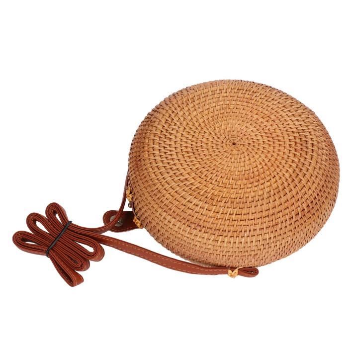 Drfeify Sac en rotin Sac fait main en rotin rond élégant sac à ...