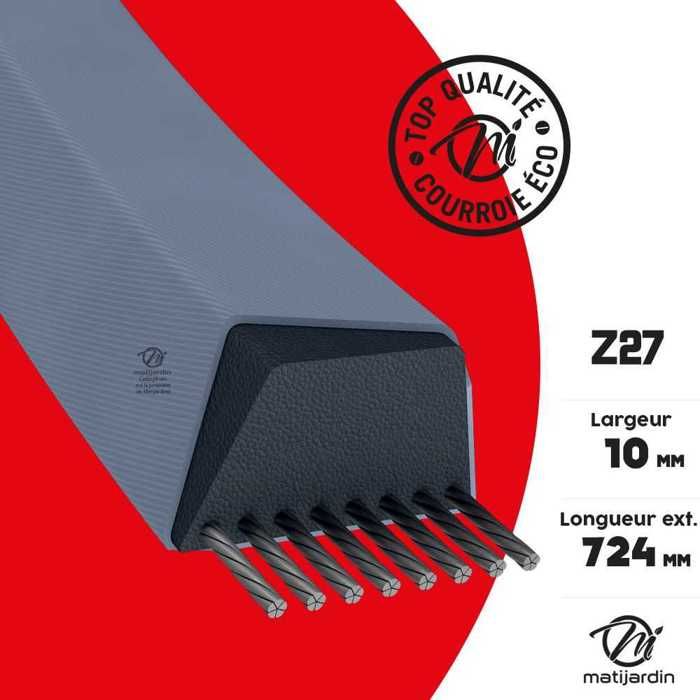 Courroie tondeuse Z27 Trapézoïdale prix éco, 10 mm x 724 mm - Cdiscount ...