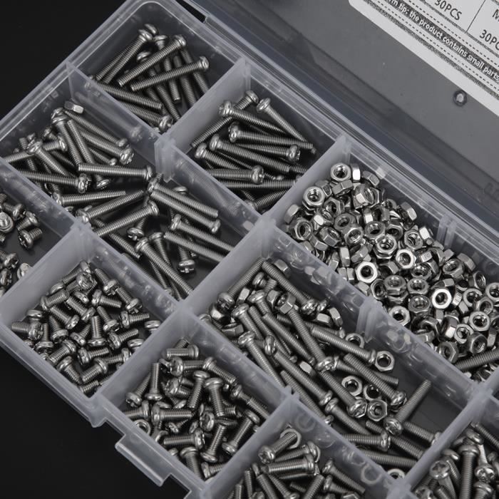 810pcs Kit de rondelle d'écrou de vis de dureté élevée, écrou de vis à ...