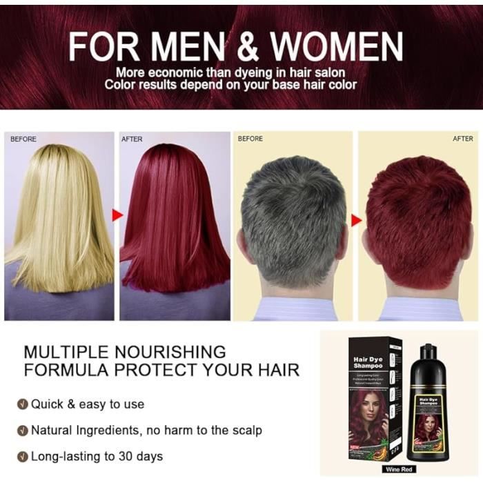 Shampooing colorant pour Vin rouge,cheveux coloration en quelques ...
