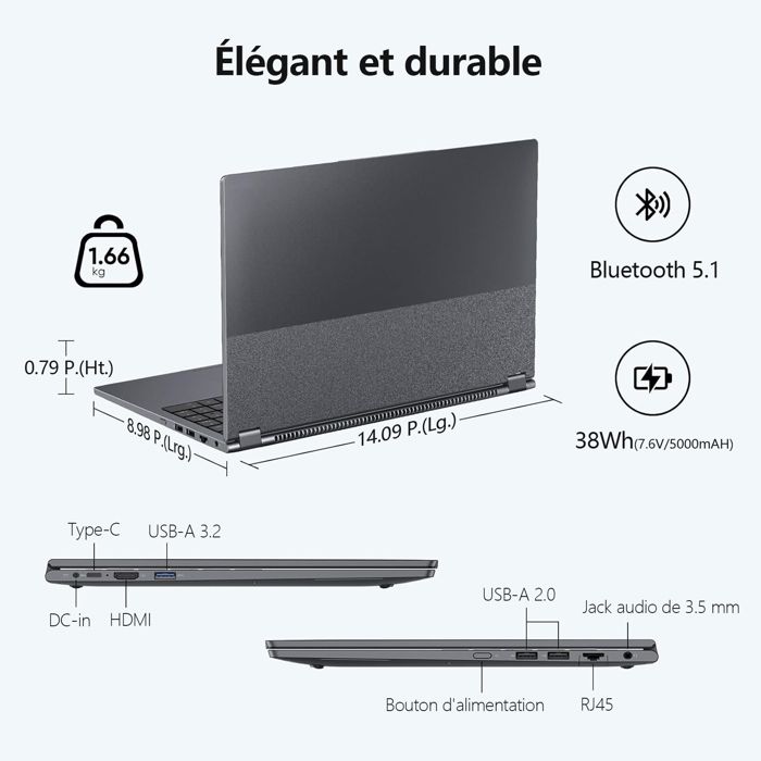PC portable écran tactile-AMD RYZEN3 3200U-16Go RAM-512Go SSD-15,6 ...