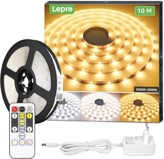 Ruban LED 10m Bande LED Lumire Blanche Tunable3000-6000K Dimmable ...