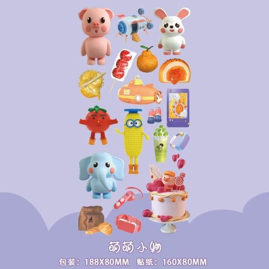 Gommette 3D - Kawaii - Autocollant en PVC - Étanche - 1 Feuille ...
