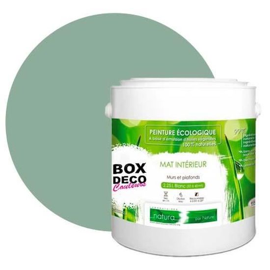 Peinture murale naturelle écologique aspect mat intérieur Natura - 2,5L Teinte Vert Sauge - BOX ...