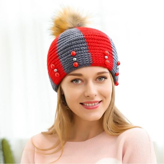 Outdoor chaud en cap; pearl bonnet-Rouge - Cdiscount Prêt-à-Porter