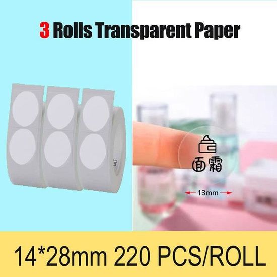 IMPRIMANTE,3 round transparent--Niimbot D11 étiquette thermique ronde, autocollant en papier ...