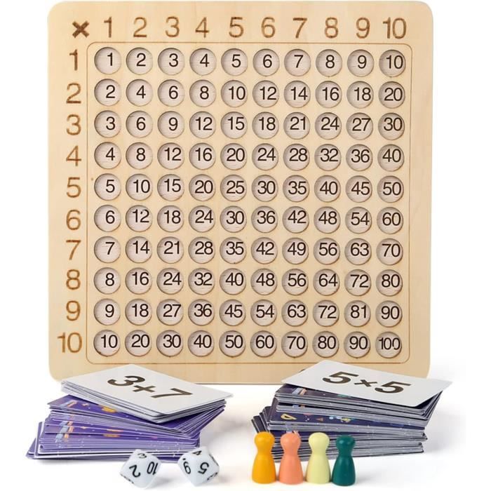 Jeu Table de Multiplication en Bois Cartes de Multiplication Montessori ...