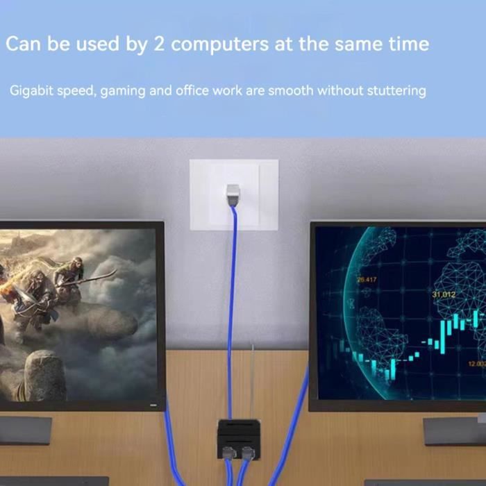 Adaptateur de commutateur Ethernet 1 à 2 ports RJ45, connecteur de ...