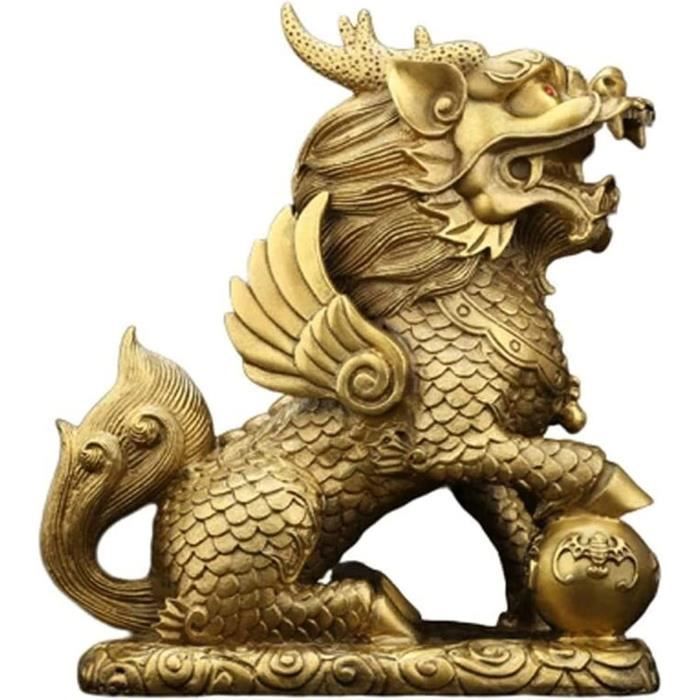 Qi Lin-Chi Lin Kylin Statues, Figurine Chinoise Feng Shui Brass, Attire ...