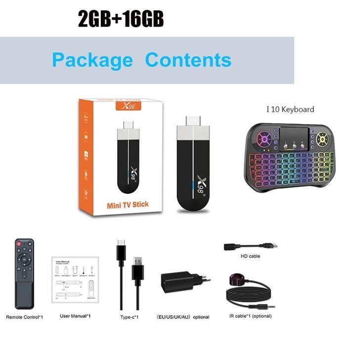 Récepteur-décodeur,Nouveau X98 S500 Bâton de TÉLÉVISION Amlogic S905Y2 TV Stick OS Android 11 ...