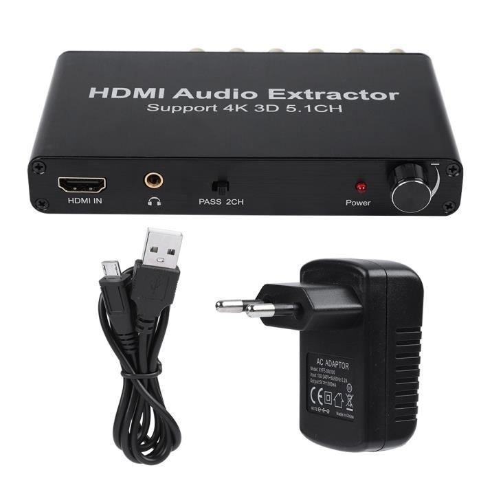 4K 3D HDMI 5.1 canaux HDMI Audio Extractor Converter 100-240V EU Plug ...