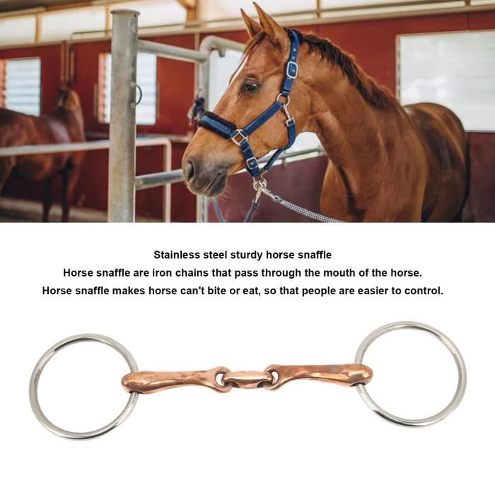 Mors à anneau pour cheval 135mm Cheval Bouche Mors En Acier Inoxydable Anneau De Cuivre Lien ...