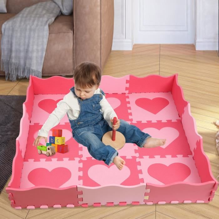 Tapis d'éveil HOMEWELL - Eva Heart Mat avec clôture - 9pcs - Rose ...