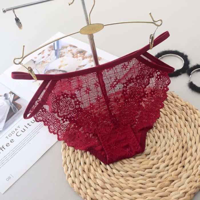 CALEÇON Lingerie Sexy Femme Dentelle String Ouvert Culotte G-Pants ...