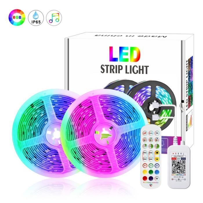 Bande LED RGB sans fil lumières 10M RGB 5050 SMD ruban Flexible étanche ...