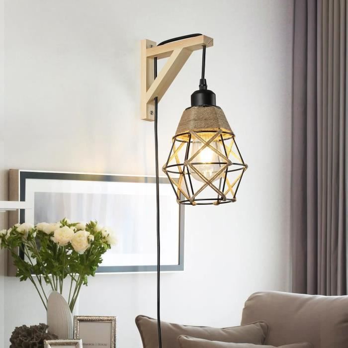 Lampe Murale Moderne Plug In Rope Cage-Lampe Pendante Industrielle En ...
