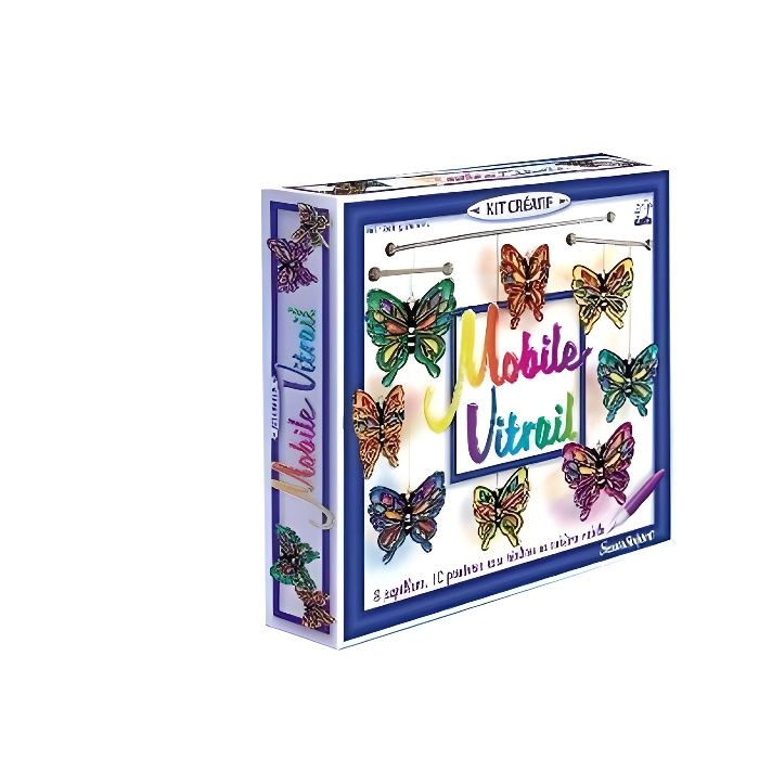 Mobile vitrail papillons - SENTOSPHERE - Kit créatif - Noir - Enfant ...