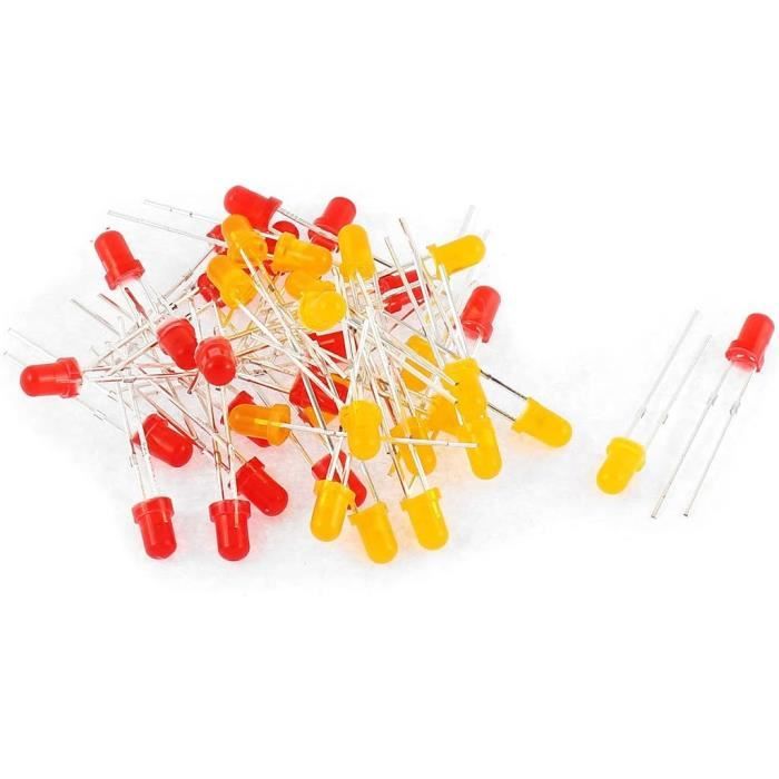 40 3 Mm Tête Ronde Rouge Jaune Lumière Led Diodes Électroluminescentes ...
