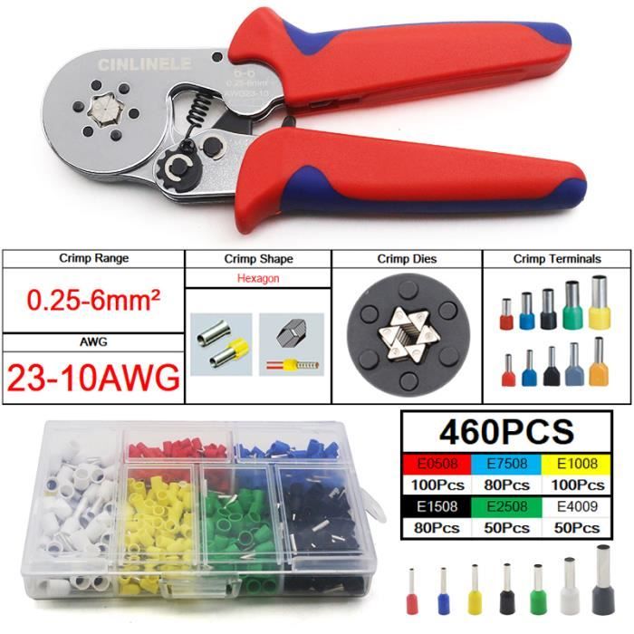 PINCE DE SERRAGE,6-6AWSET--Pince à sertir pour Tube quadrirotor, outils à main HSC8, 6 6 0.25 ...