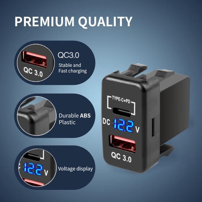 40x22 mm double USB - Prise allume cigare de voiture 12V, chargeur ...