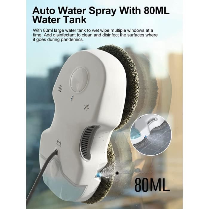 C6 Robot Nettoyeur Vitre Avec Réservoir D'Eau 80Ml, Robot Laveur De ...