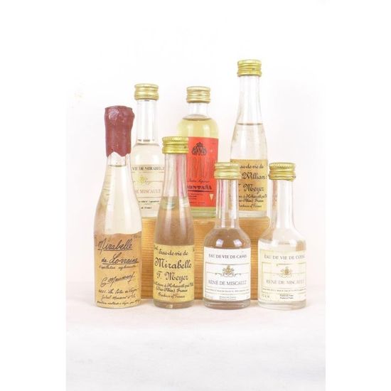 3 cl eau de vie lot de 7 mignonnettes mirabelle curaçao poire cassis ...