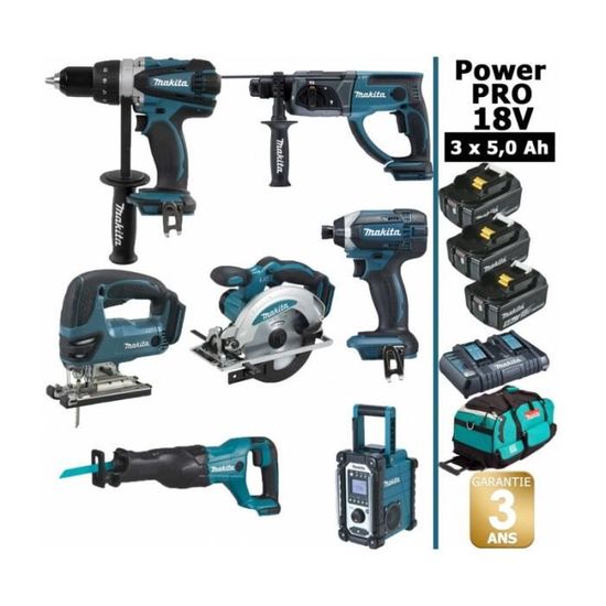 Pack Power PRO 7 outils 18V: DDF458 + DHR202 + DTD152 + DJV180 + DSS610 ...