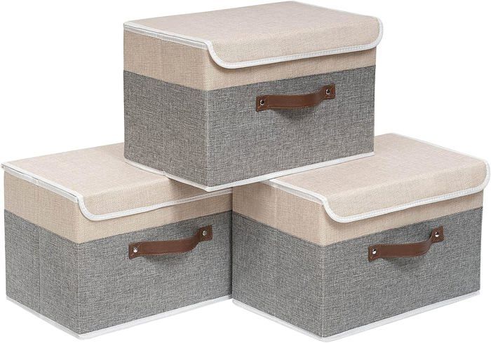 Boîte de Rangement, 38 x 25 x 25 cm Paniers de Rangement Pliables avec ...