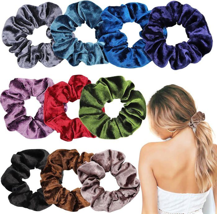 Chouchou Cheveux Femme En Velours, 10 Pcs Grands Scrunchies Velours ...