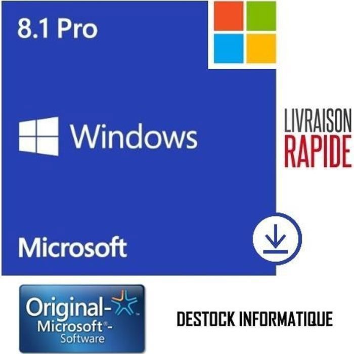 Windows 8.1 Pro / Professionnel 32/64 bits Livraison 2H par email à ...