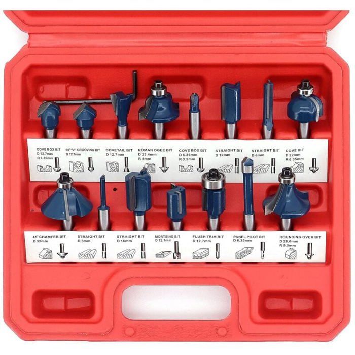 Coffret de 15 Fraises Dfonceuses Tige de 6.35mm Fraises Rainurer en Acier au Tungstne pour ...