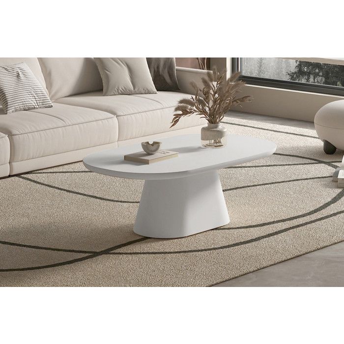 Table basse 'Tavira' 120 cm Ovale Ciment Ecru - Cdiscount Maison