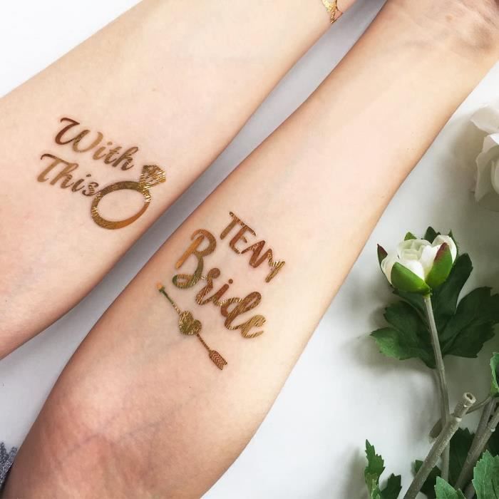 Lot de 16 Tatouages Temporaire,Team Bride Tattoos 60x60 mm,avec"Bride ...