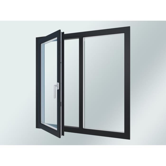 Porte fenêtre oscillo-battante double vantaux PVC anthracite ouvrant ...