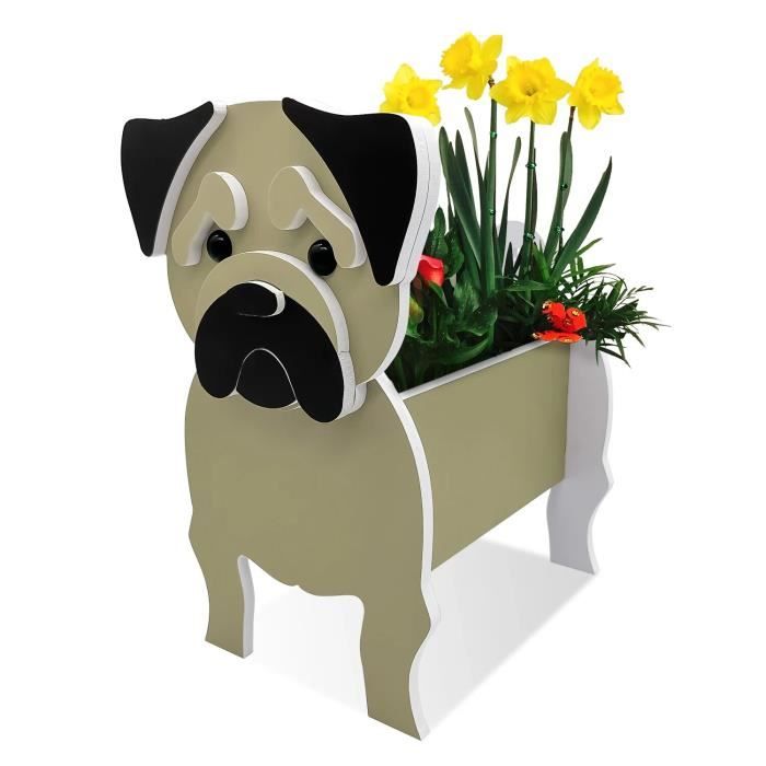 Pot de fleur de jardin en PVC, Jardinière de chien, Schnauzer, Bulldog ...