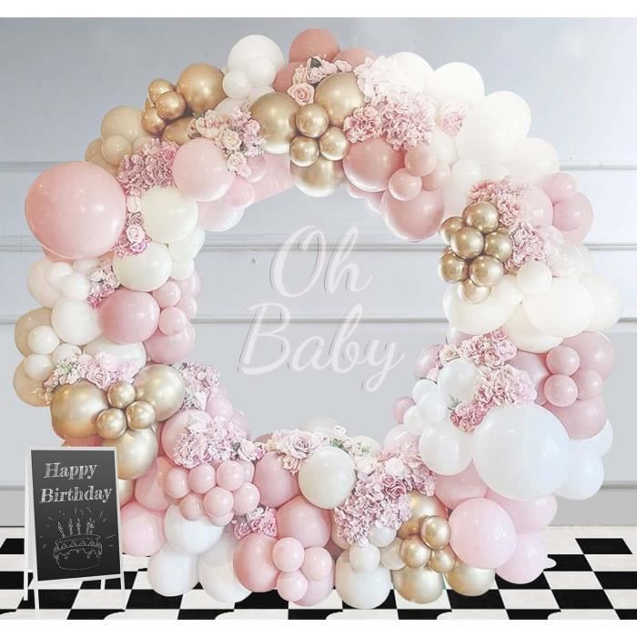 104 Pièces Arche De Ballon Kit Rose Ballon Blanc Or Et Blanc Guirlande ...