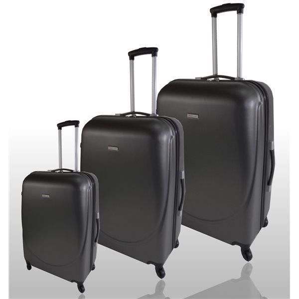 Lot de 3 valises Trolley coque rigide ABS 4 Roues 360 - Gris Fonce