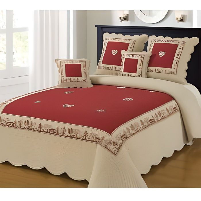 Couvre lit meribel rouge - Cdiscount Maison