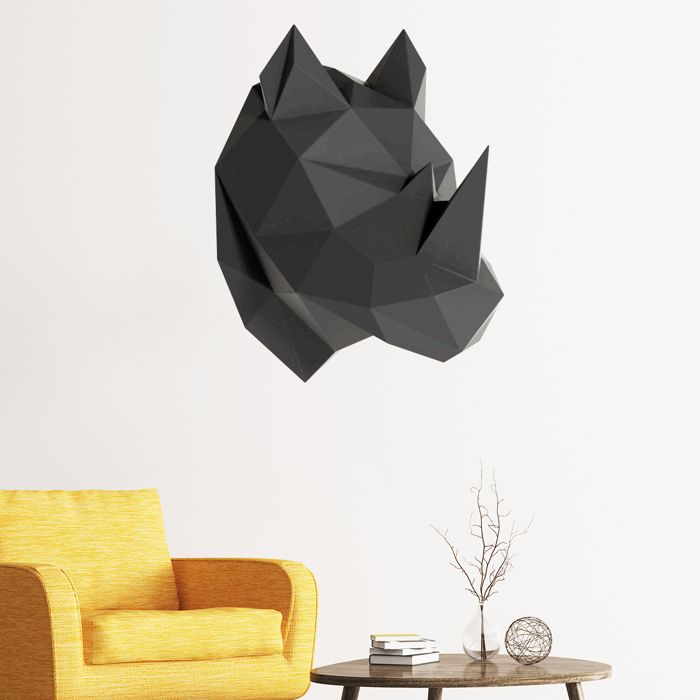Sticker origami 3D rhinocéros noir de profil 40 x 30 cm - Cdiscount ...