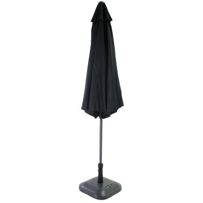Parasol - Salou - Noir - Ø300 cm - Aluminium/Polyester - Manuel ...